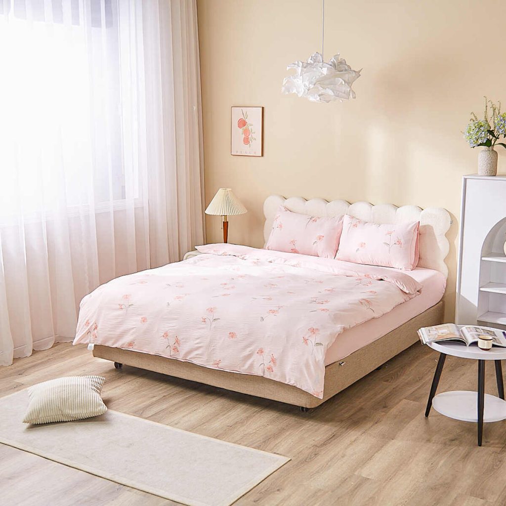 Bộ Ga Chun Vỏ Chăn Goodnight Bamboo 4ct Hồng Họa Tiết Goodnight